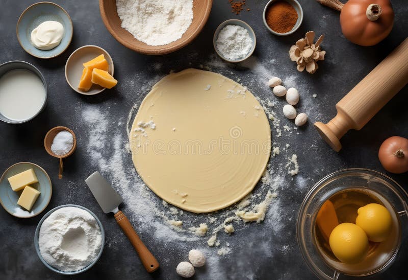 Rolling Pin and Dough on Table Stock Photo - Image of rolling, mixing ...