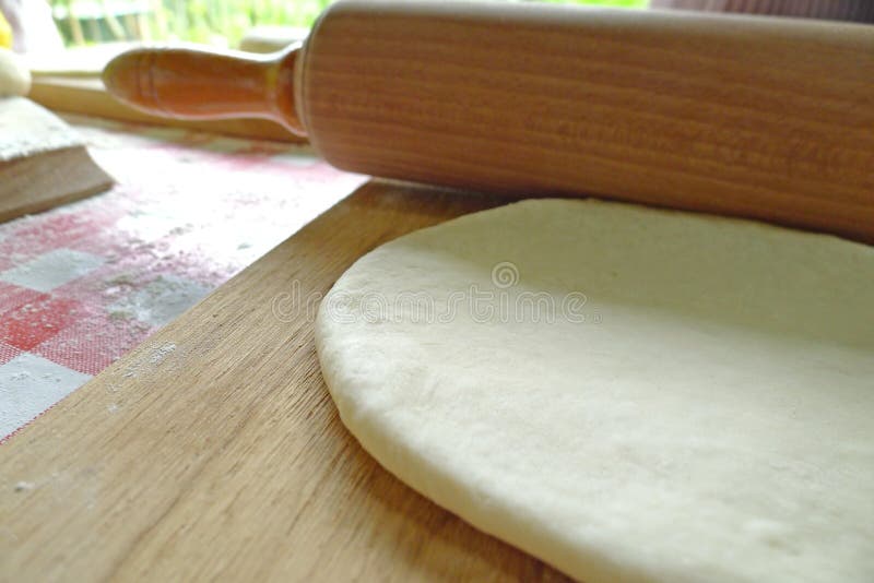 Rolling Pin and Dough To Make Bread Stock Image - Image of plain, flour ...