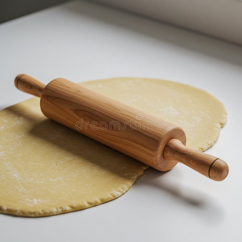 Rolling Pin and Dough on White Surface Ready for Baking Preparation ...