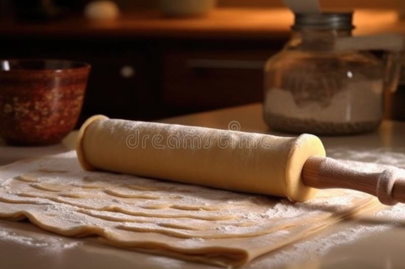 Rolling Pin Flattening Pasta Dough for Stock Illustration ...