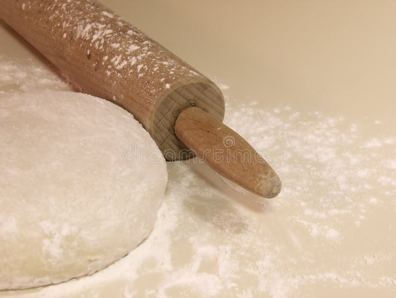 Rolling Pin, Flour, and Dough Stock Photo - Image of cooking, wood: 3174946