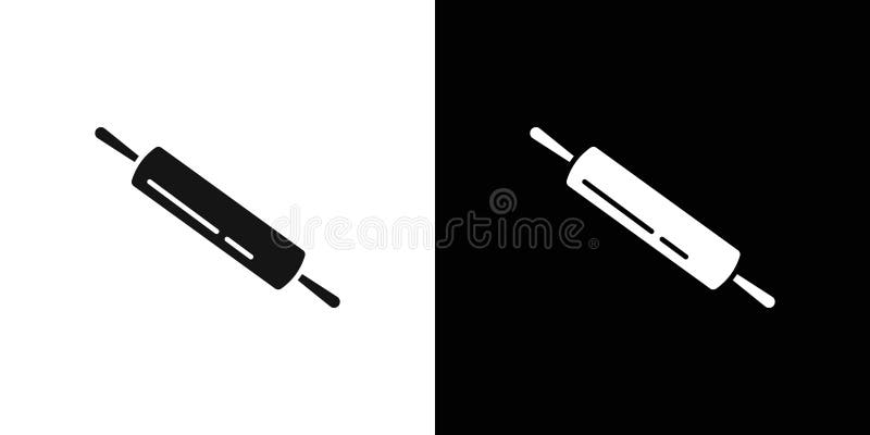 Rolling Pin Icon Flat Vector Set Outline Stock Vector - Illustration of ...