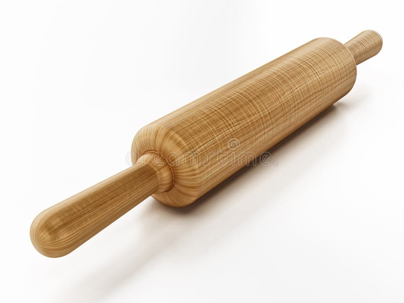 Rolling Pin Isolated on White Background. 3D Illustration Stock ...