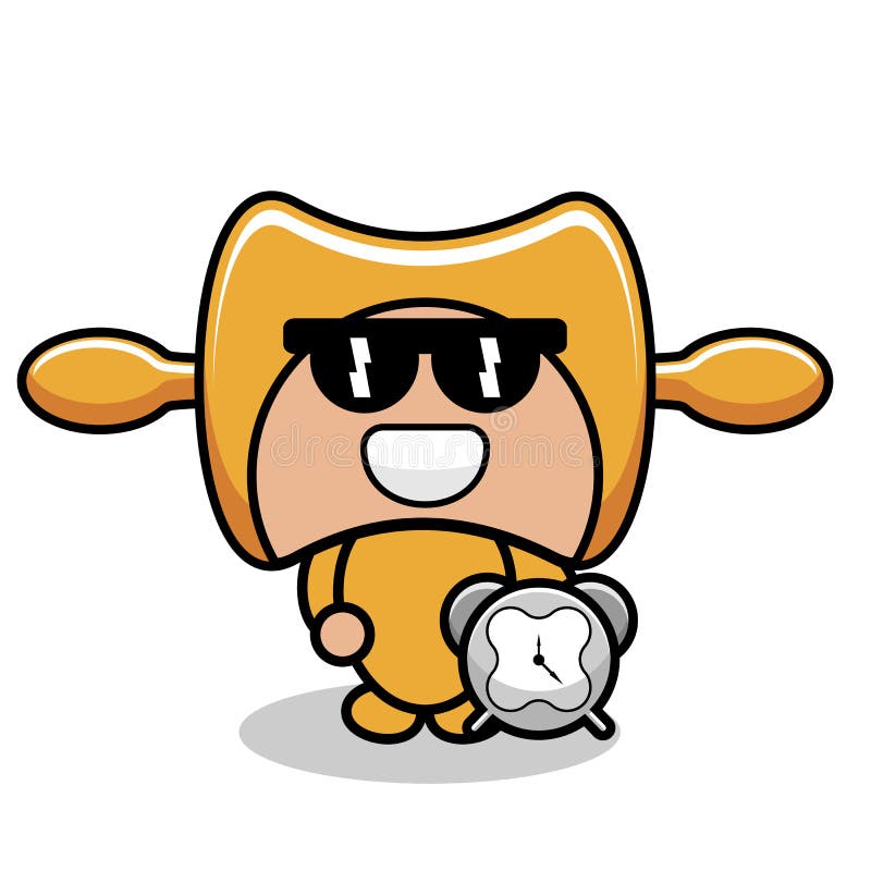 Rolling Pin Mascot Costume Doodle with Clock Stock Vector ...