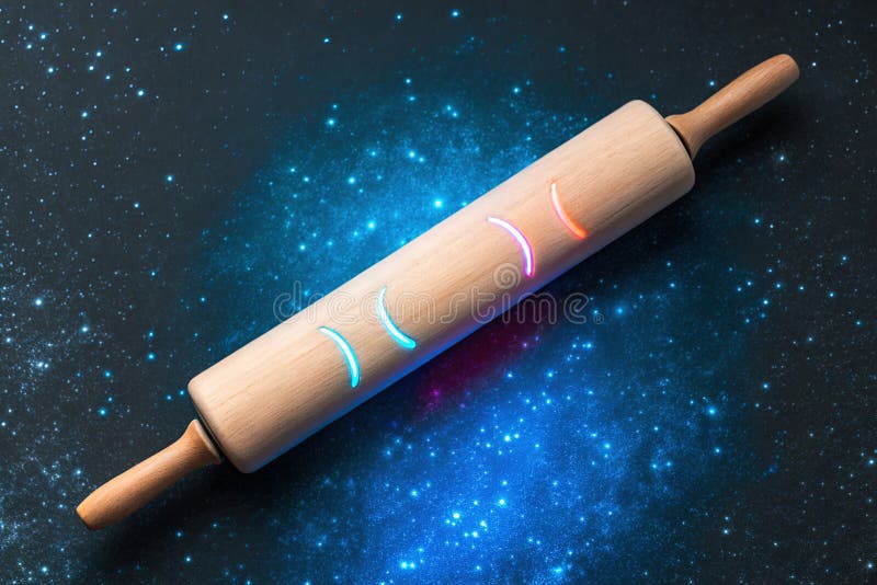 Rolling Pin with Neon Lit Pi Symbols on a Gradient Background Stock Illustration - Illustration ...