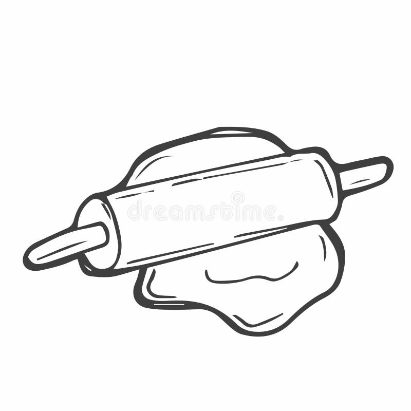 Rolling Pin Outline Icon Vector Illustration. Line Bakers Roller ...