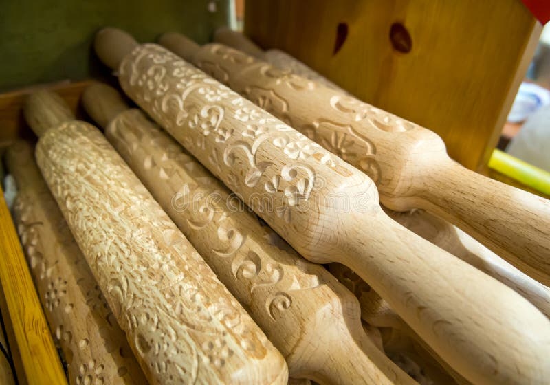 Rolling Pin with a Pattern for Making Gingerbread and Cookies Editorial ...