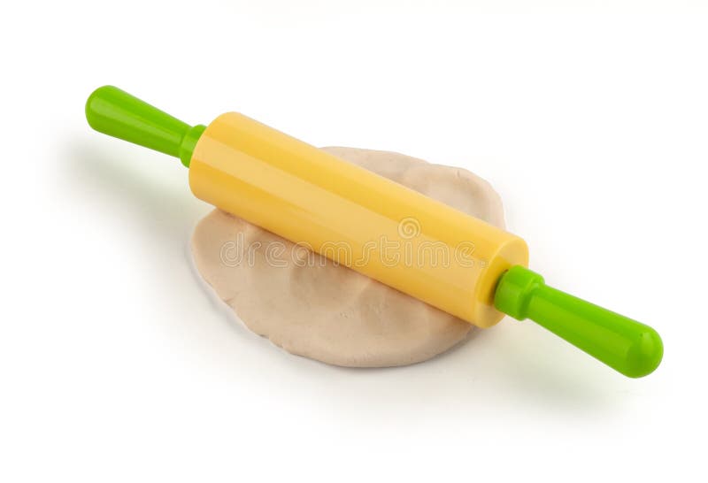 Rolling Pin on the Playdough Stock Photo - Image of modeling ...