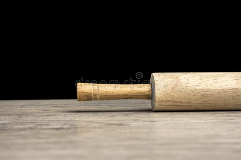 Rolling pin on table stock photo. Image of cake, baker - 95511302
