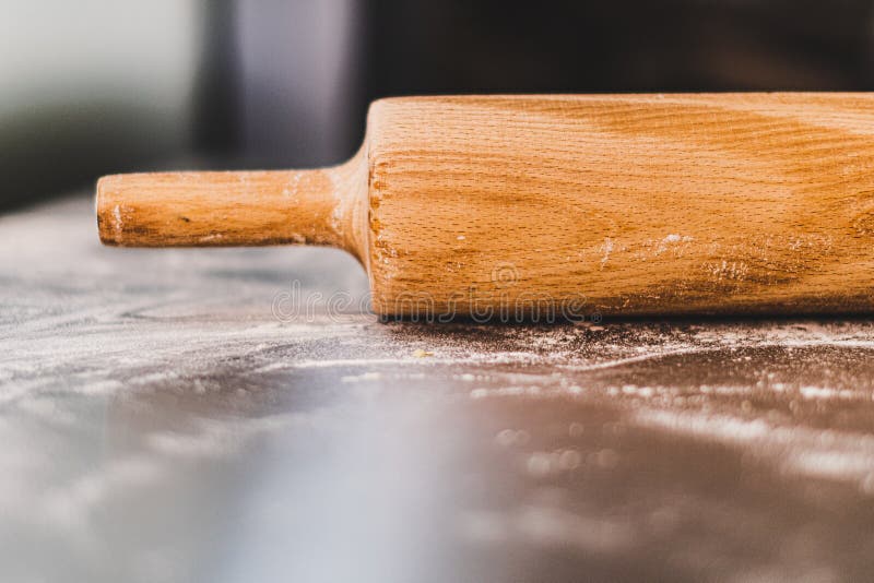 Rolling Pin on the Table Covered in Flour Stock Image - Image of recipe ...