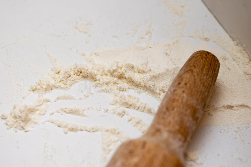 Rolling Pin on the Table with Flour Stock Image - Image of copy ...