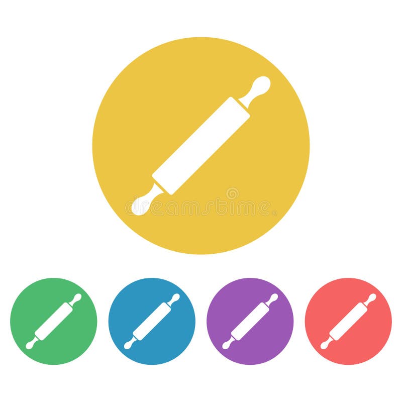 Rolling Pin Vector Colored Round Icons Stock Vector - Illustration of ...