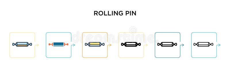 Rolling Pin Vector Icon in 6 Different Modern Styles. Black, Two ...