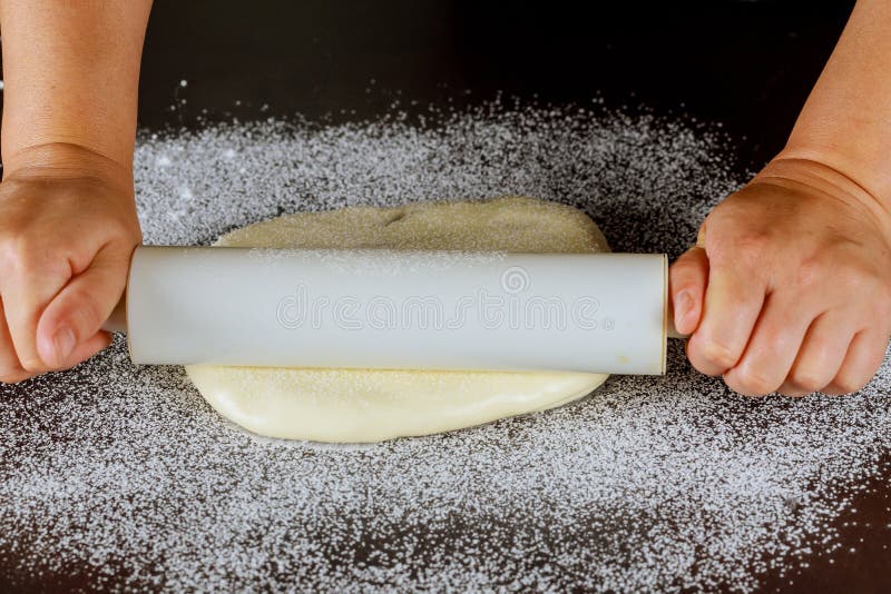 Rolling Pin and White Sugar Paste on Table Stock Photo - Image of ...