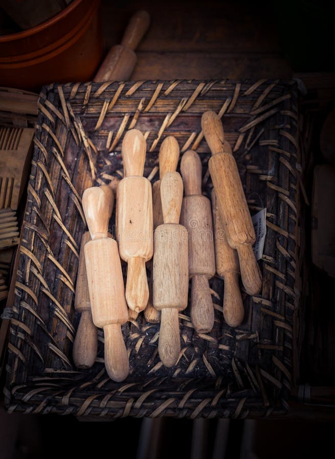 Set of Rolling Pins Made of Wood Stock Photo - Image of utensil ...
