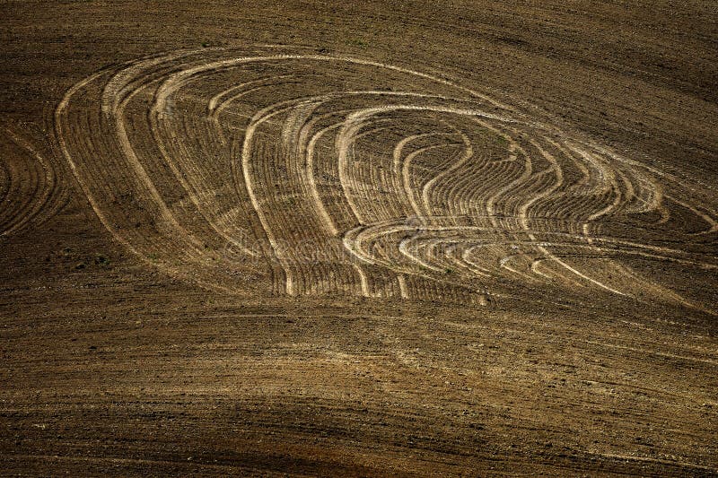 Rolling Plowed Field on Farm with Furrow Marks and Rows Texture Stock ...