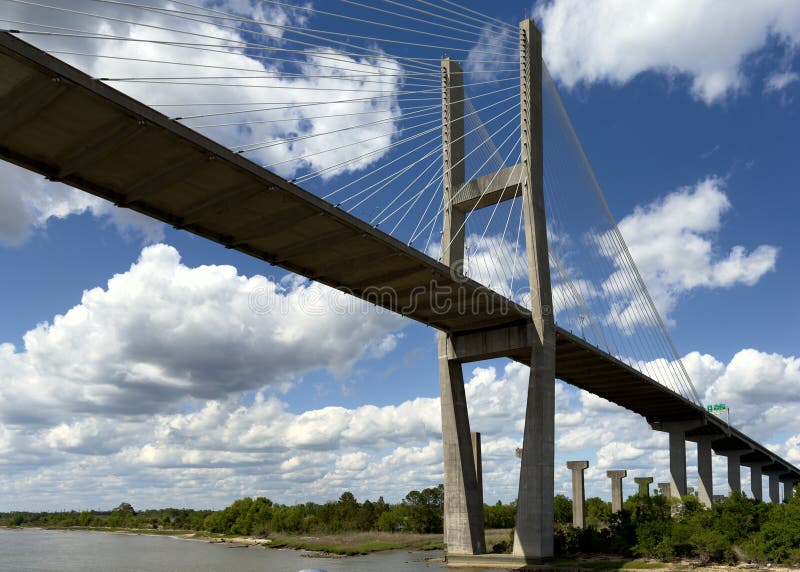 Rolling on the River: Under the Bridge at Savannah Georgia Stock Photo ...