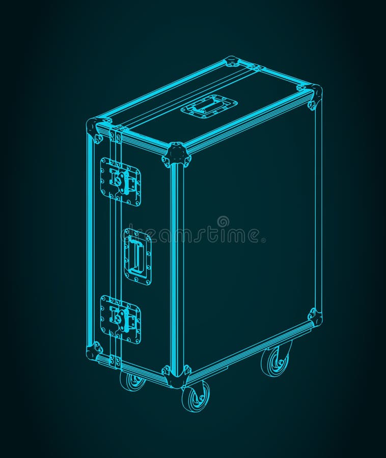 Rolling Road Case for Stage Equipment Isometric Blueprint Stock Vector ...