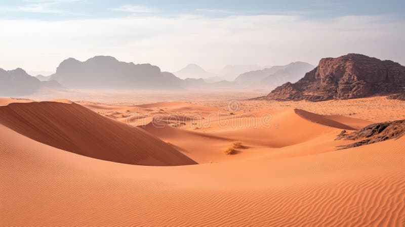 Expansive Desert Landscape Showcasing Rolling Dunes and Distant ...
