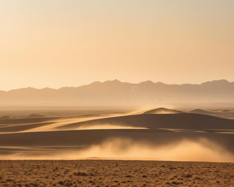 Rolling Sandstorm Over Dunes Stock Illustration - Illustration of ...
