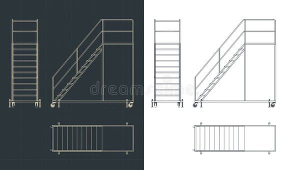 Rolling Service Ladder Drawings Stock Vector - Illustration of retail ...