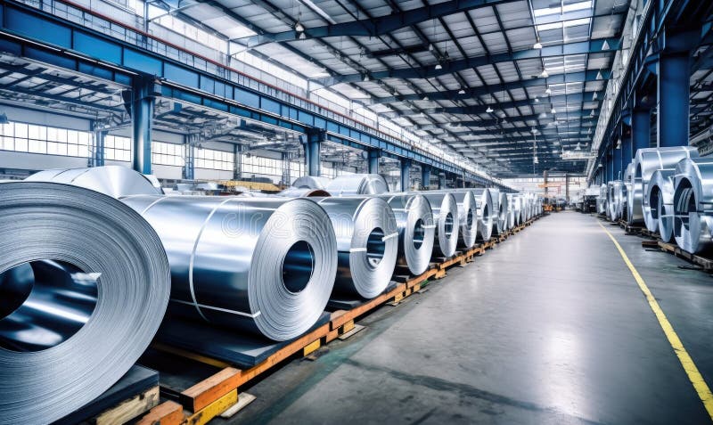 Rolling Steel Sheets in a Modern Factory Stock Illustration ...