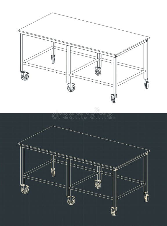 Rolling Steel Table Isometric Blueprints Stock Vector - Illustration of ...