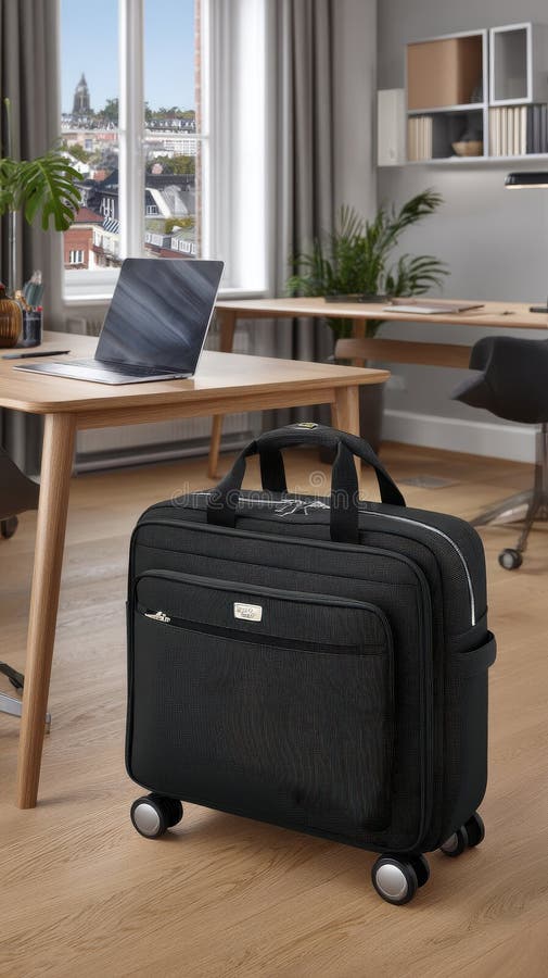 Rolling Suitcase Stands Ready for Business Trip in Bright Office ...
