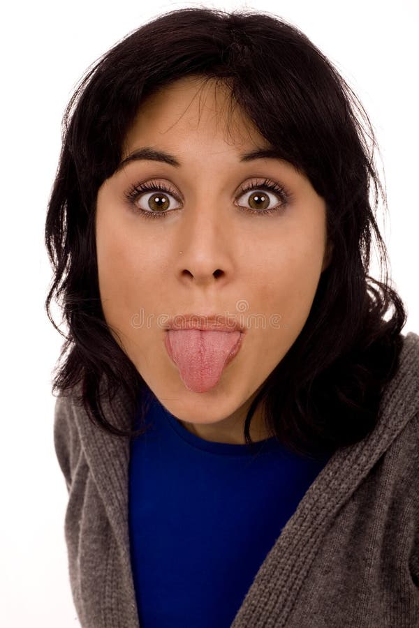 Rolling tongue girl stock image. Image of isolated, lipstick - 8443585