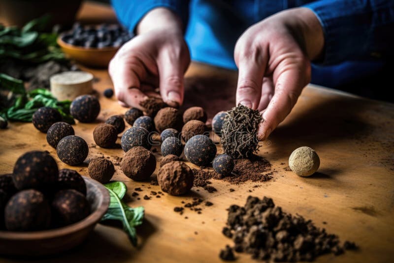 Rolling Truffle Mix into Perfect Spheres Stock Illustration ...