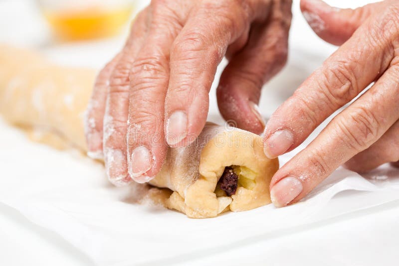 Rolling up the strudel stock image. Image of wheat, close - 74414435