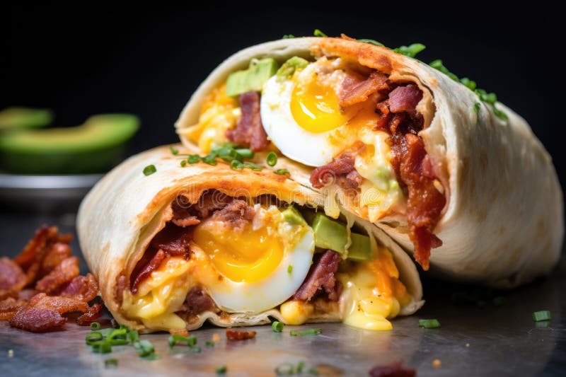 Rolling Up a Stuffed Breakfast Burrito Stock Photo - Image of ...