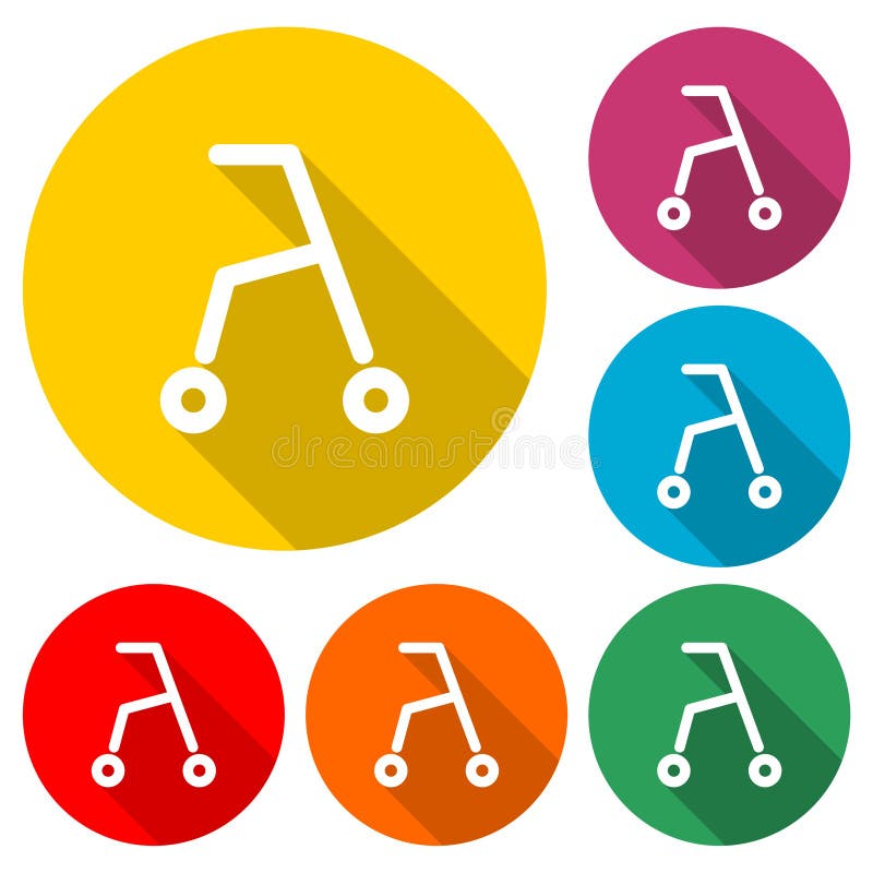 Rolling Walker Icon or Logo, Color Set with Long Shadow Stock Vector ...