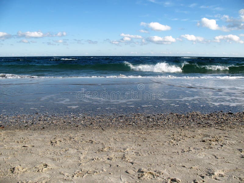 Rolling Waves Beautiful Sea Sky Sand Early Autumn Stock Photo - Image ...