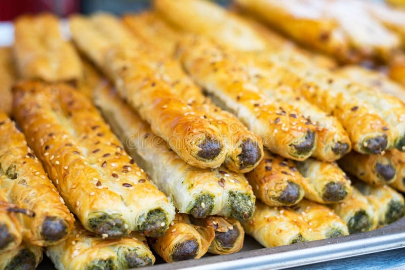 Rollini with Brynza Cheese and Spinach. Bakery from Puff Pastry. Stock ...