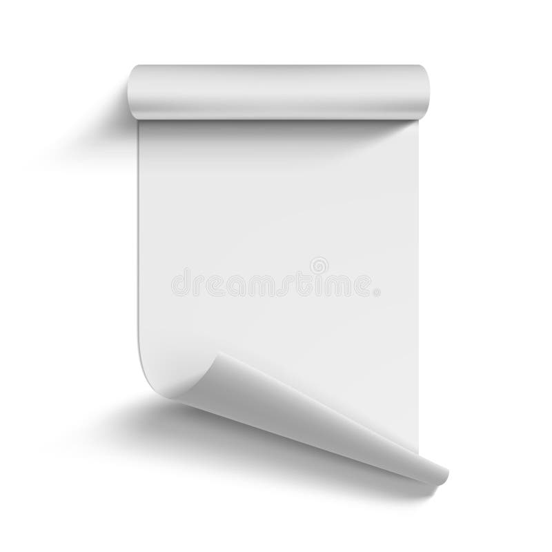Rollo De Papel Blanco En Blanco Curvado En La Esquina Ilustración del ...