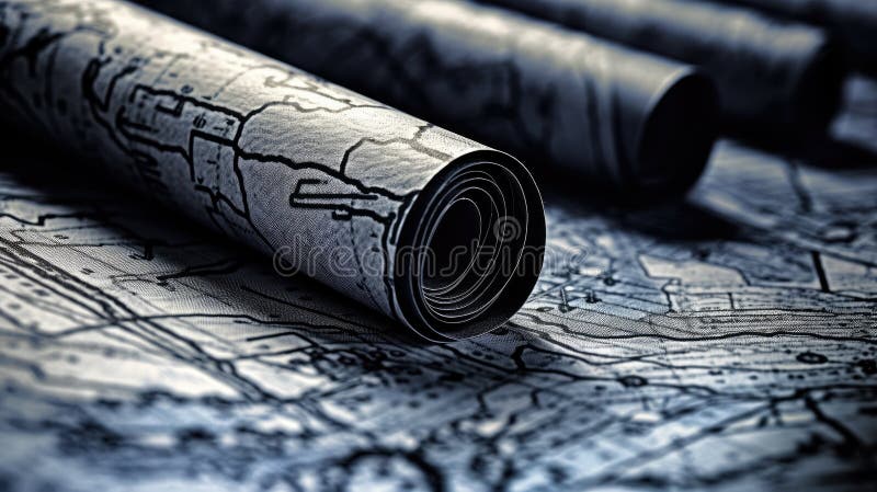 Rollo De Papel Sobre Un Mapa Stock de ilustración - Ilustración de ...