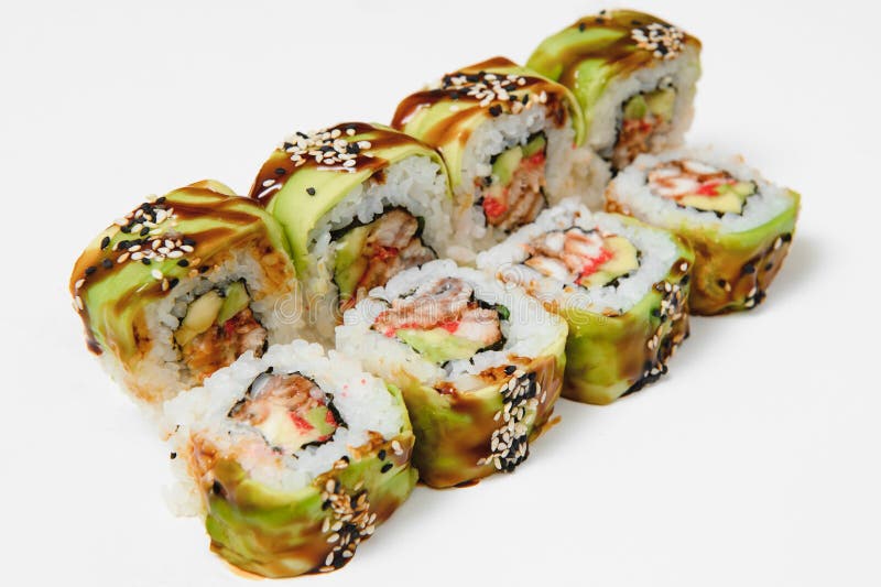 Rollo De Sushi Aislado En Blanco Foto de archivo - Imagen de preparado ...
