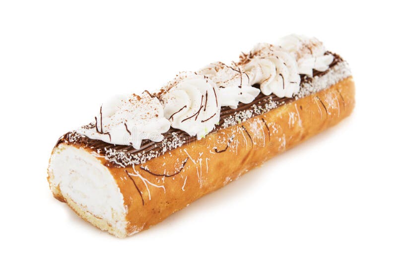 Rollo Suizo De La Galleta Aislado En Blanco Foto de archivo - Imagen de ...