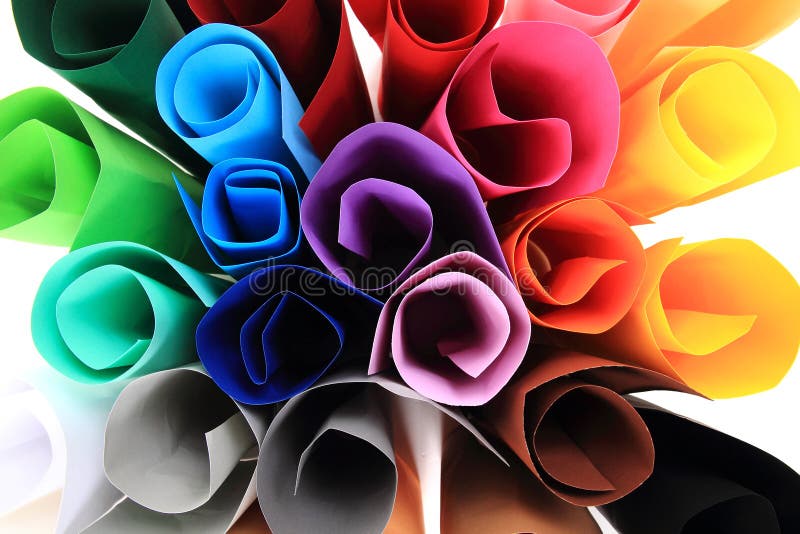 Rollos del papel del color imagen de archivo. Imagen de cree - 66085055