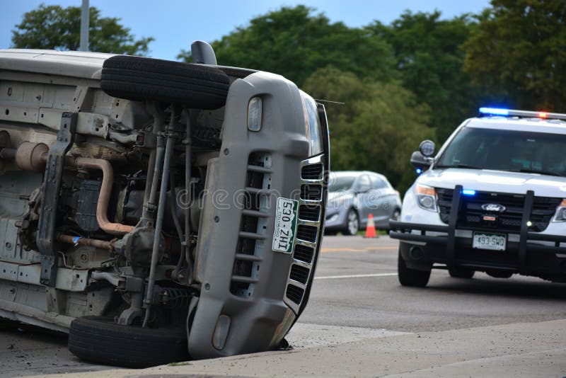 Totalled SUV in Rollover Wreck Editorial Photo - Image of interceptor ...