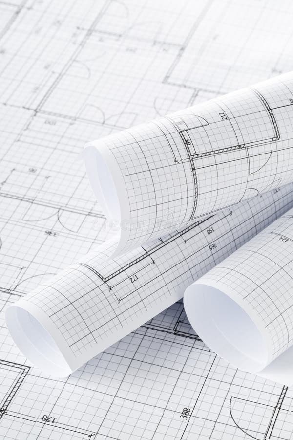 Rolls of Architectural Blueprint House Building Plans on Blueprint ...