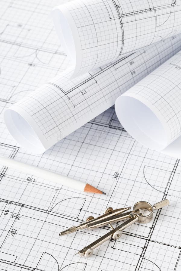 Rolls of Architectural Blueprint House Building Plans on Blueprint ...