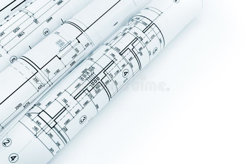 Architectural Technical Drawings with House Plans on Architect W Stock ...