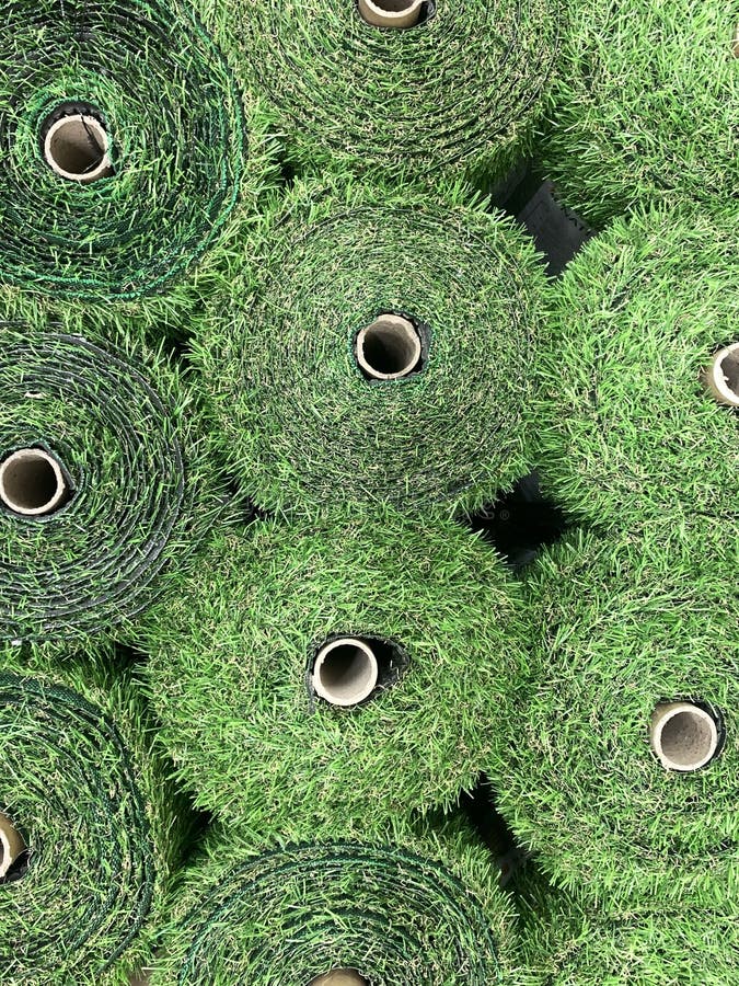 Rolls of Artificial Grass Floor Covering Stock Image - Image of plastic ...