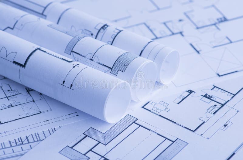 Rolls of Blueprints stock image. Image of paper, diagram - 34694427