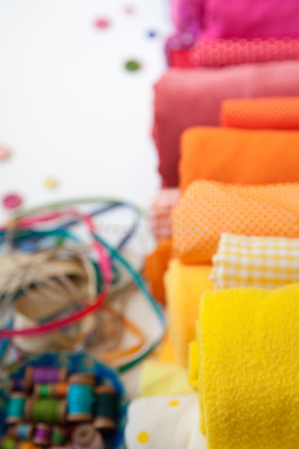 Rolls Of Bright Colored Fabric On A White Background. Stock Image ...