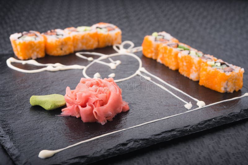 Rolls with caviar stock photo. Image of caviar, california - 69890640