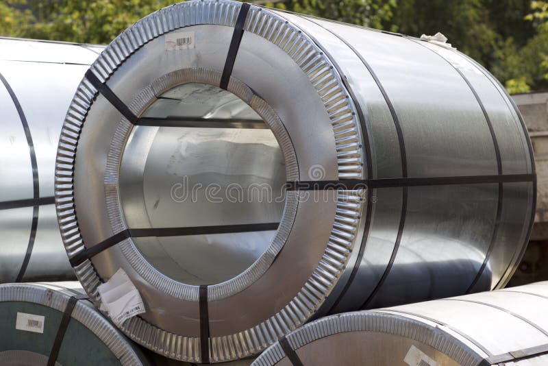 Rolls of Cold-rolled Galvanized Steel with Polymer Coating Stock Photo ...