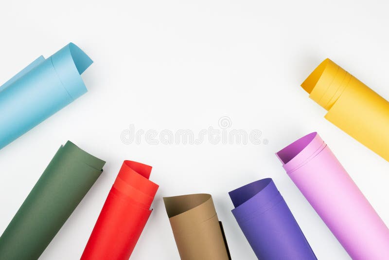 Rolls of Color Paper Isolated on White Background Stock Image - Image ...